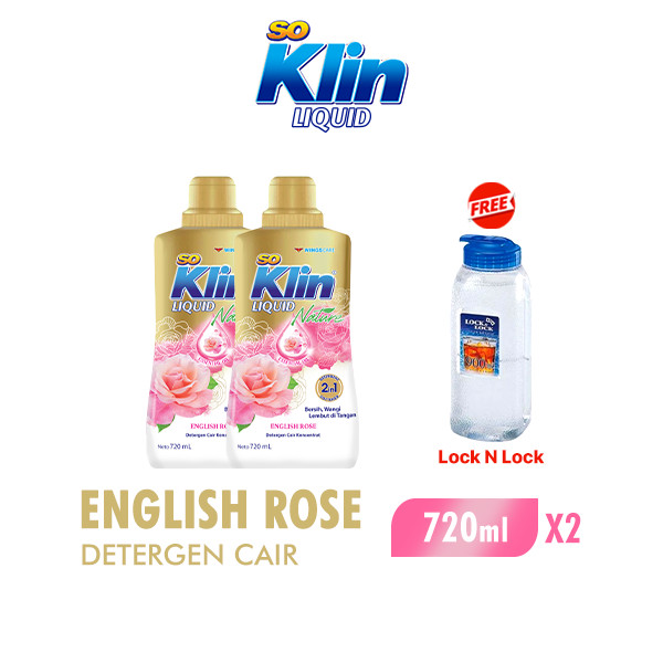 Jual Soklin Deterjen Cair 2in1 Softener English Rose Botol 720 ml x2 ...