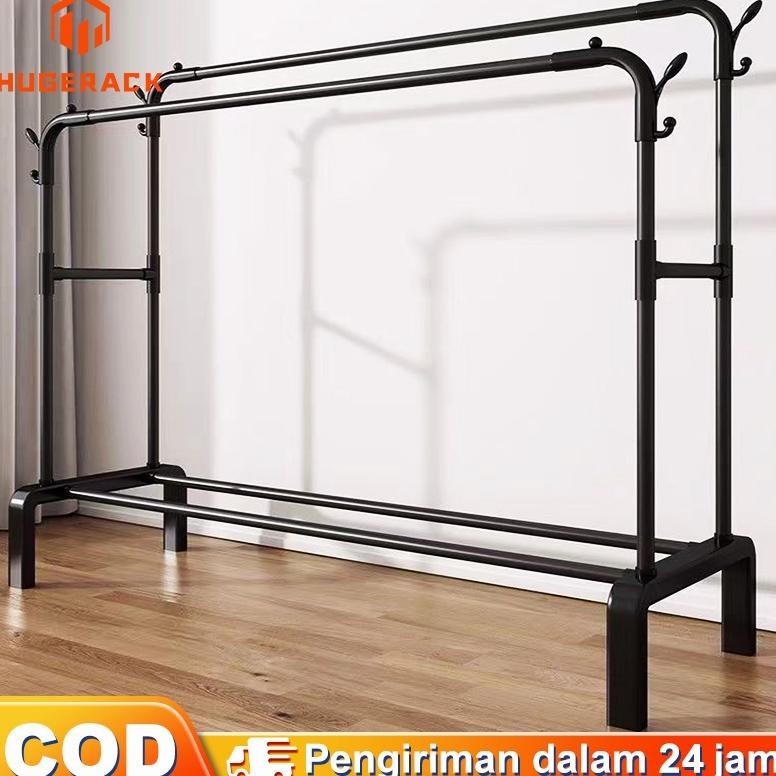 Jual Rak Baju Gantungan Stand Hanger Besi Gawang Baju 2 Tingkat Jemuran ...