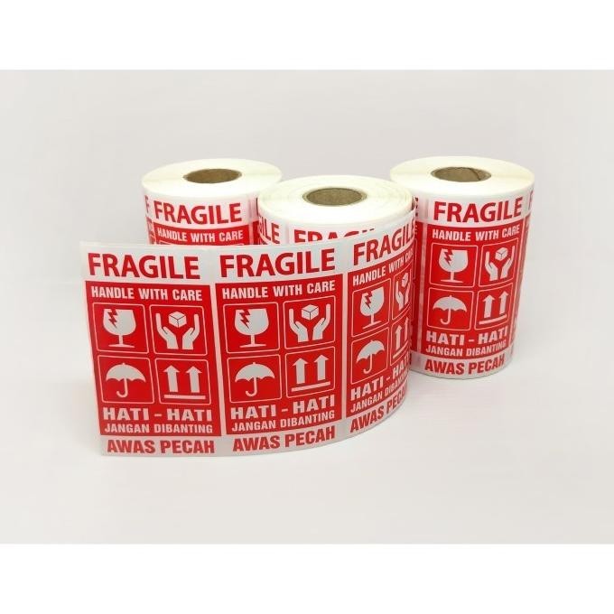 Jual Sticker Fragile Label Hati-Hati Awas Pecah 9,5x5 cm (1 roll/ 500 pcs) | Shopee Indonesia