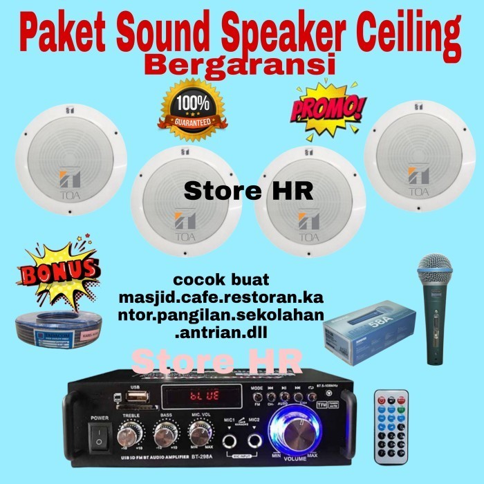 Jual Paket Sound System Ceiling Toa 4 Unit Ampli Bluetooth Usb Cafe ...