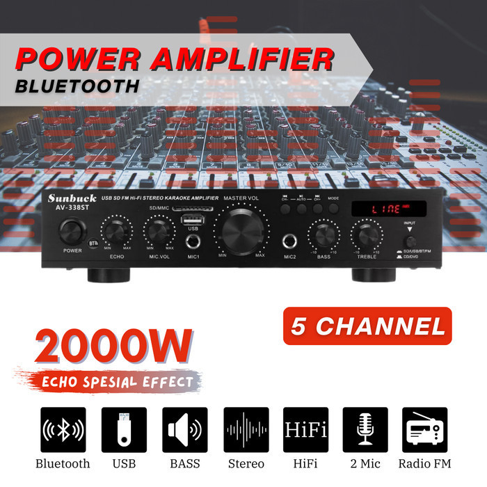 Jual Amplifier Power 2000W Bluetooth Audio Karaoke Home Theater Echo 2 ...