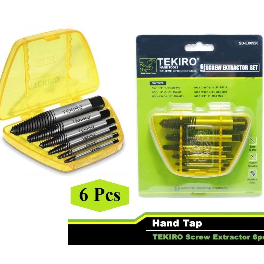 Jual Tekiro Screw Extractor 6 Pcs Pembuka Baut Set Tap Balik / Tekiro ...