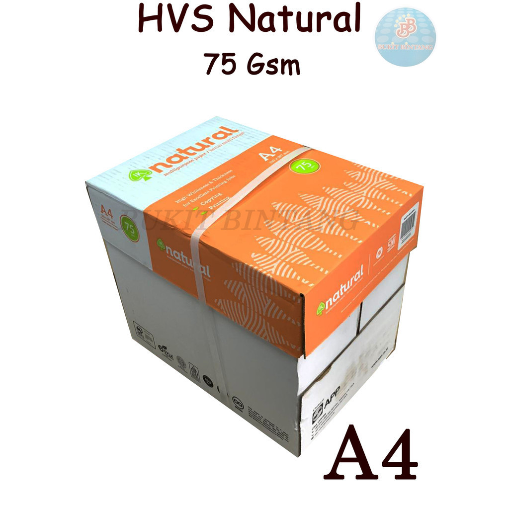 Jual Kertas HVS Natural 75 Gsm Ukuran A4 ,1 Box / 5 RIM | Shopee Indonesia