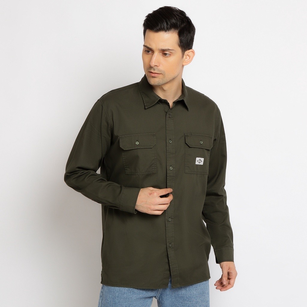 Jual Lee Cooper Long Shirt Clive Olive | Shopee Indonesia