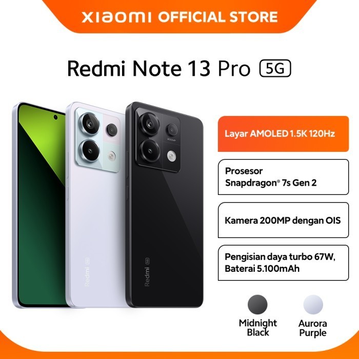 Jual Official Xiaomi Redmi Note 13 Pro 5G (8GB/256GB) (12GB/512GB) Snapdragon 7s Gen 2 Kamera ...