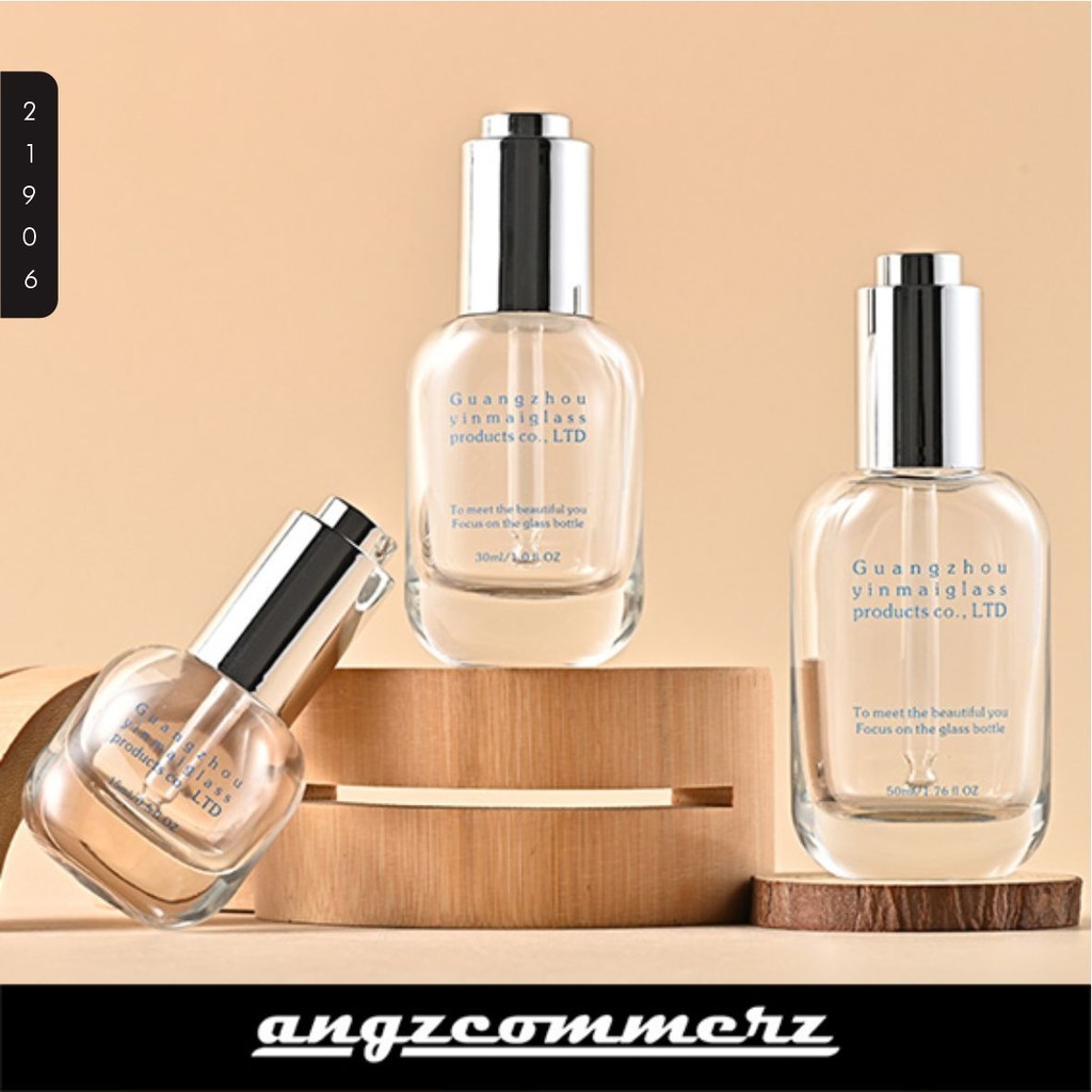 Jual Botol Kaca Pipet Serum Estetik Silver Press Bottle 30ml 1pcs ...