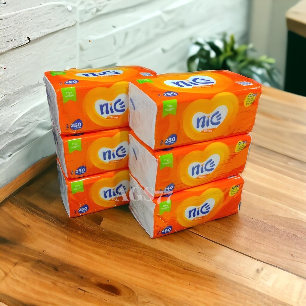 Jual (250Sheets 6 pcs) Tisu Kering New Nice Living Facial Tissue 2ply ...