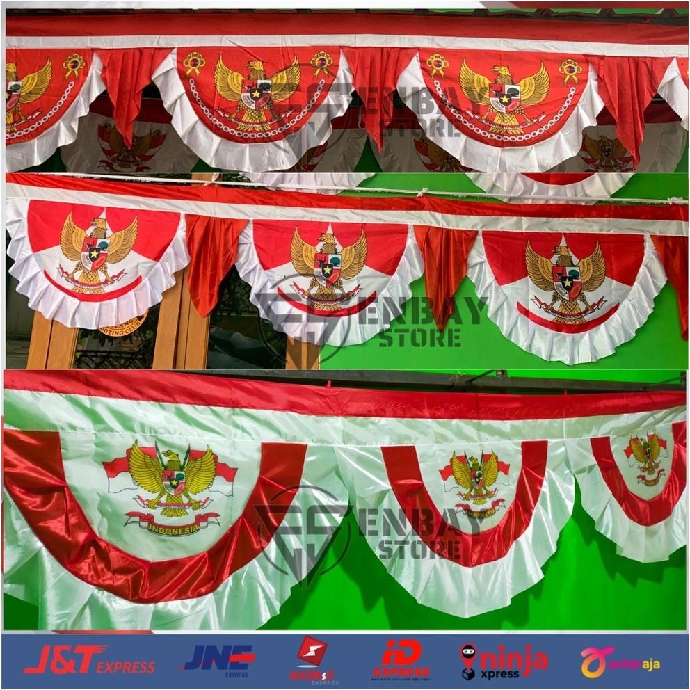 Jual New Bendera Background Garuda Merah Putih 5 Gelombang ( 4 Meter ...