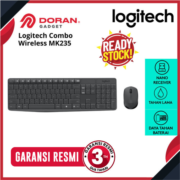 Jual Logitech Mk235 Keyboard Mouse Wireless Combo - Original Garansi 3Th | Shopee Indonesia