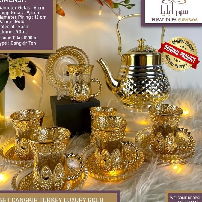 Jual set with teko gelas teh sahi gahwa cangkir arab saudi turkey set ...