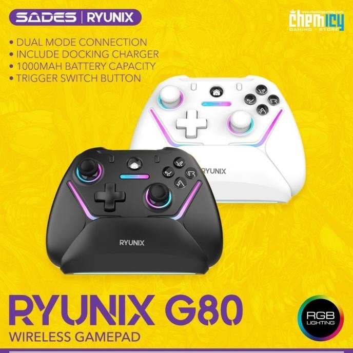 Jual Sades Ryunix G80 / G-80 Dual Mode Wireless Gamepad Gaming Controller with Hall Effect ...