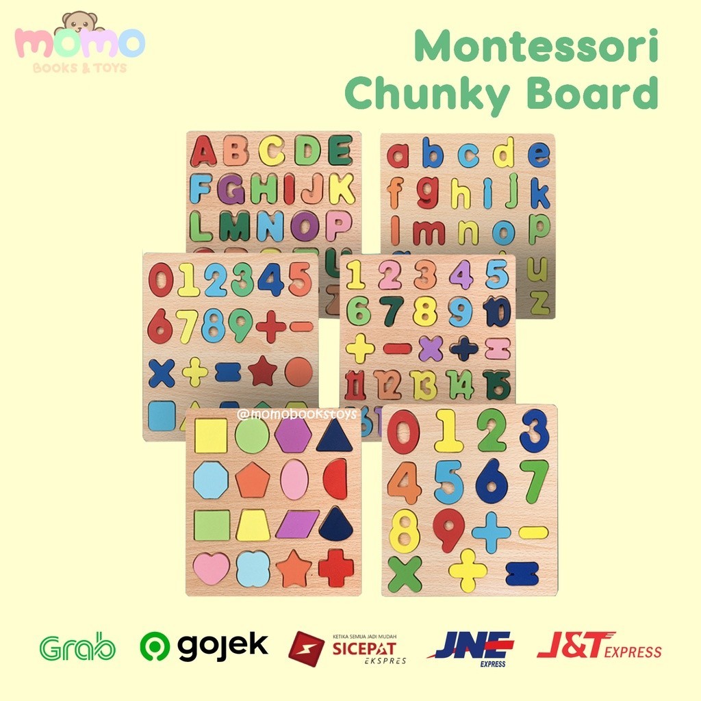 Jual [MOMO] Puzzle Kayu 3D Belajar Huruf Alfabet ABC Angka Bentuk ...