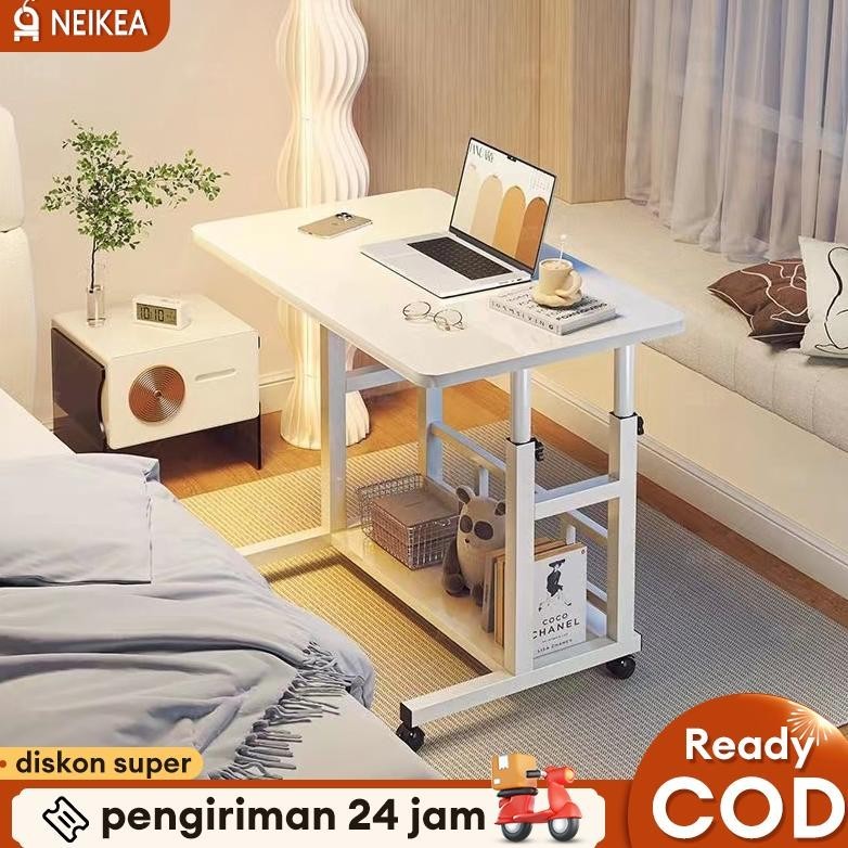 Jual Meja Laptop Lipat Adjustable dengan Roda Meja Belajar Portable ...