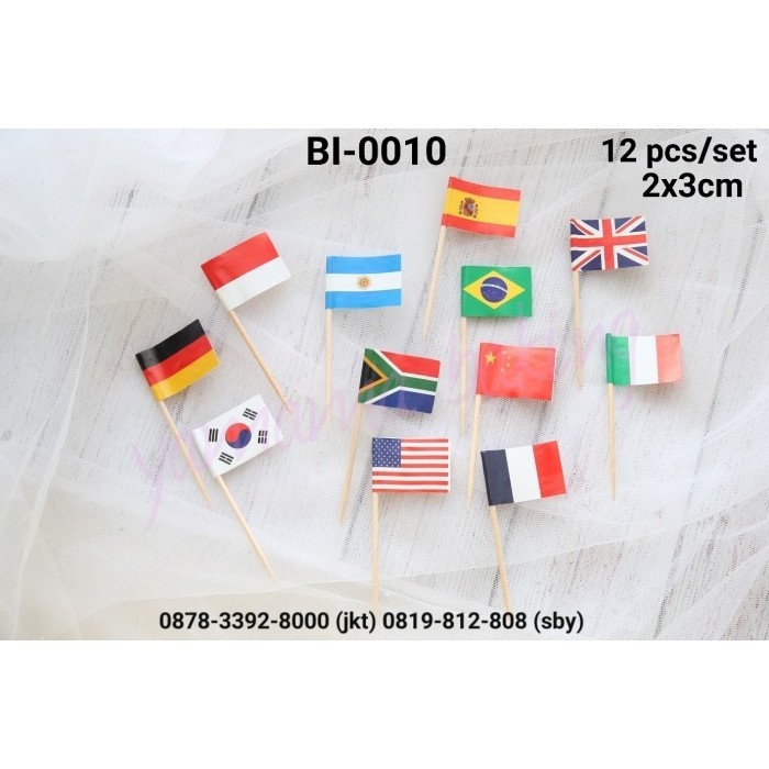 Jual BI-0010 Topper hiasan kue tusukan bendera negara | Shopee Indonesia