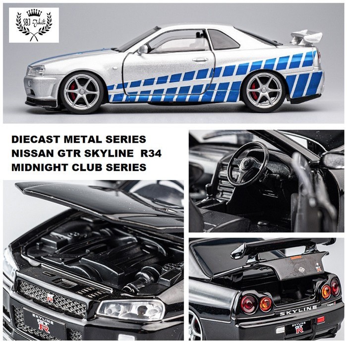 Jual Ane Diecast Miniatur Mobil Nissan Gtr Skyline R34 Midnight Club ...