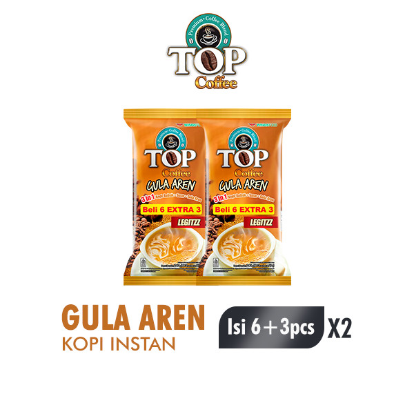 Jual Top Coffee Kopi Susu Gula Aren Tubruk 3 In 1 Pack 27 gr isi 6 + 3 ...