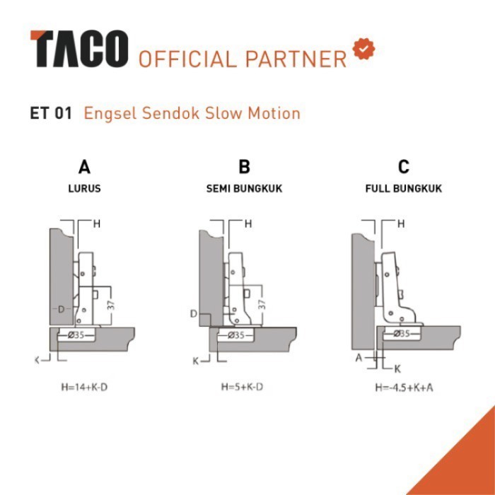 Jual Engsel Lemari Taco / Engsel Sendok Taco Et-01 - A (Lurus) #10d ...