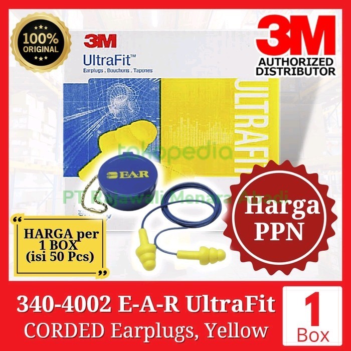 Jual 3M E-A-R Ultrafit Earplugs 340-4002 Harga 1 Box Isi 50 Pcs ...
