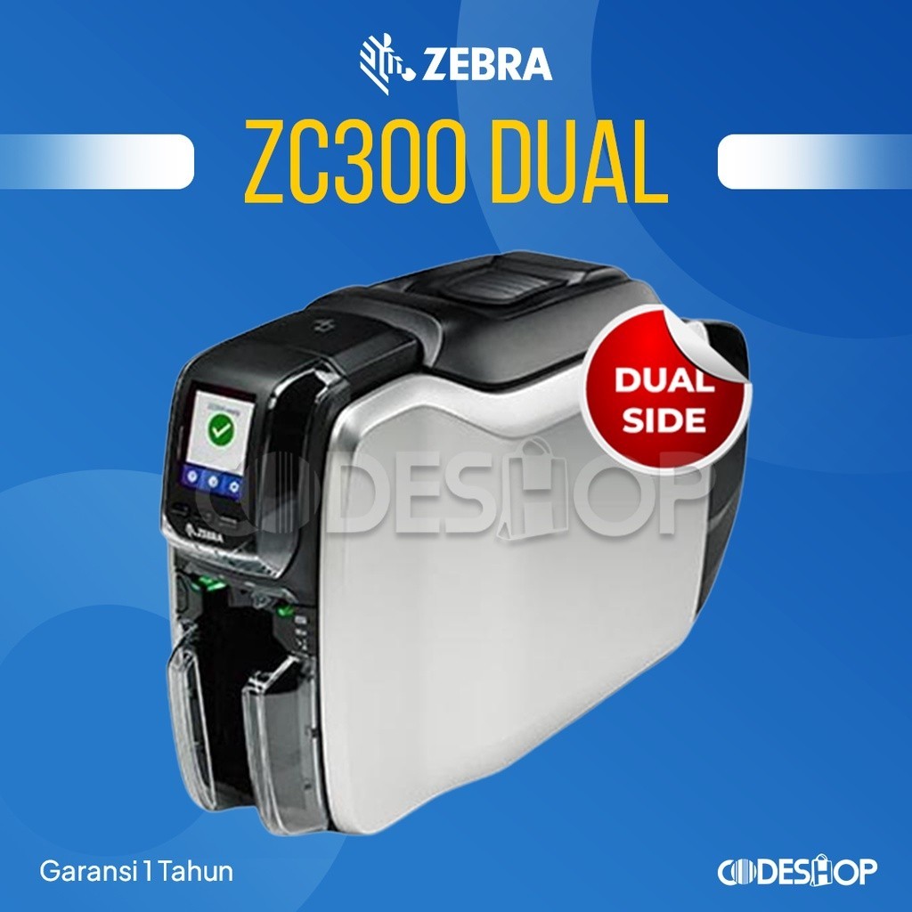Jual ID Card Printer Zebra ZC 300 Dual Side Cetak Kartu Full Color & Monochrome | Shopee Indonesia
