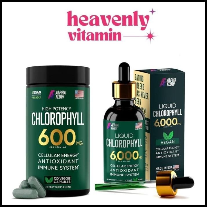 Jual Alpha Flow Chlorophyll 600Mg 120 Capsules & 6000Mg Liquid 2 Oz Non ...