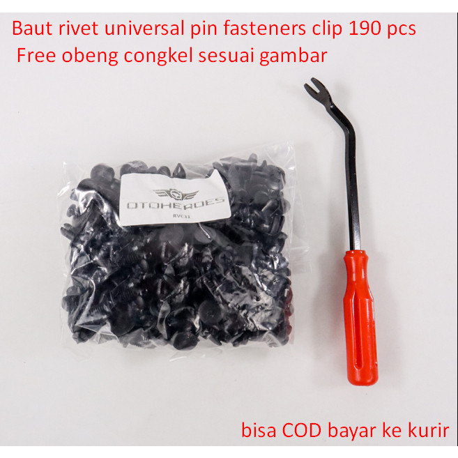 Jual Baut Rivet Universal Pin Fasteners Clip 190 Pcs Free Obeng Congkel ...