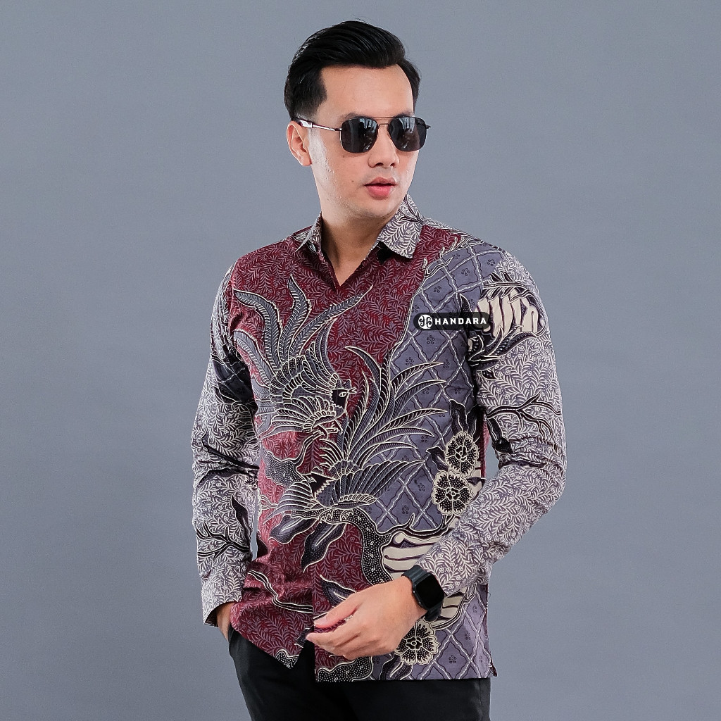 Jual TDG HANDARA BATIK PRIA JATIASMORO BURGUNDY HB-403 J24 | Shopee Indonesia