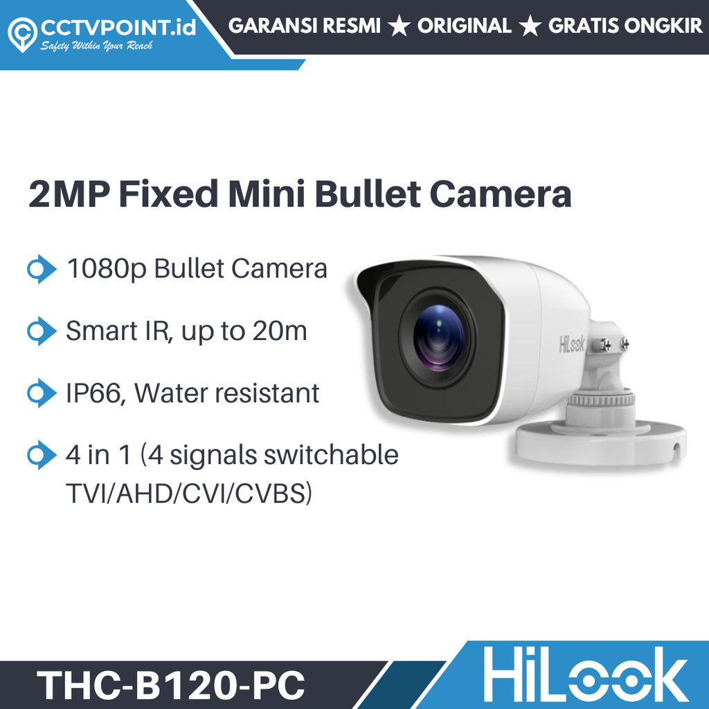 Jual CCTV HILOOK 2MP THC-B120-PC KAMERA CCTV OUTDOOR 2MP INFRARED | Shopee Indonesia