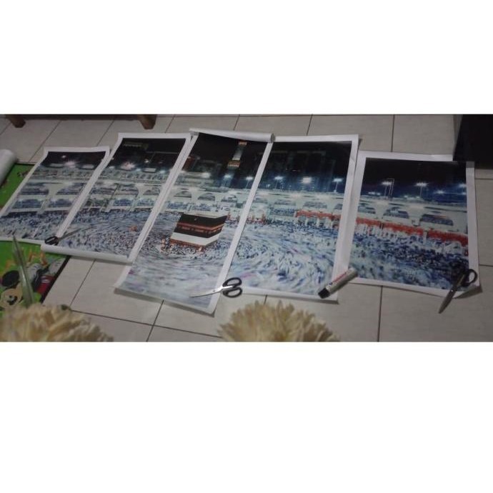Jual Lukisan Canvas Tawaf Ka'Bah | Lukisan Panel Makkah 55X100 Frame ...