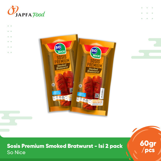 Jual So Nice Sosis Premium Smoked Bratwurst 60gr - Isi 2 pcs | Shopee ...