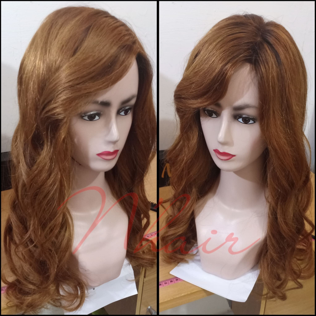 Jual Wig PREMIUM Curly Light Brown Rambut Asli BELAHAN BEBAS Kanan Kiri ...