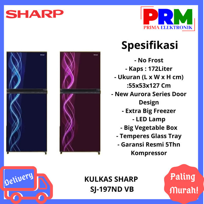 Jual KULKAS SHARP SJ 197 ND LEMARI ES 2 PINTU SJ197ND SJ 197ND KIREI ...