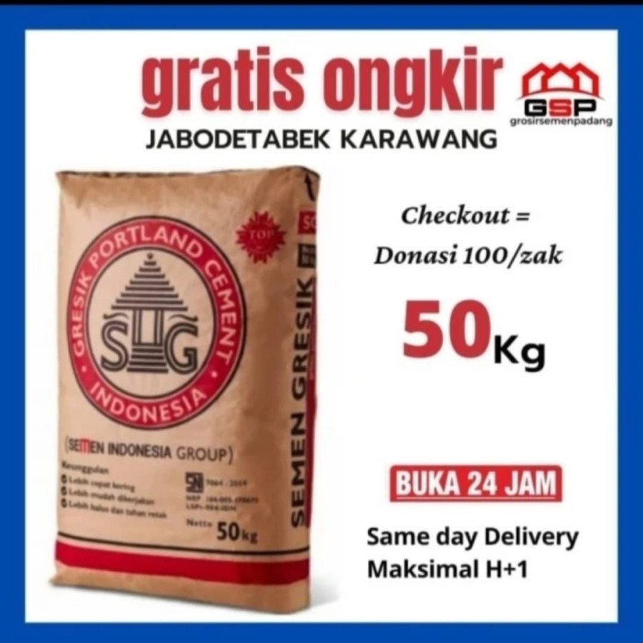 Jual Semen Gresik 50kg 1 DO 160 zak Gratis Ongkir Jabodetabek | Shopee Indonesia