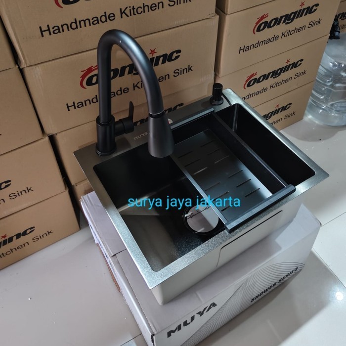 Jual PROMO Paket komplit kitchen sink MUYA 6045 hitam / Paket komplit ...