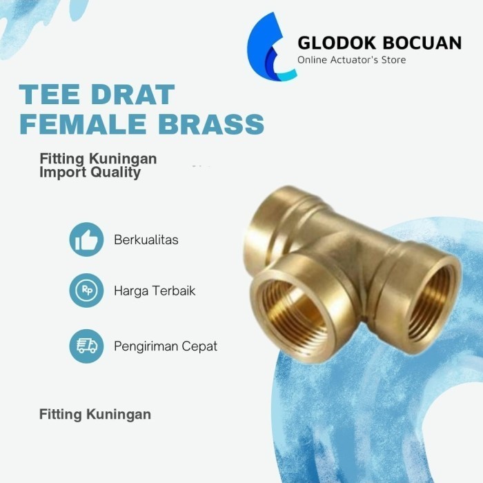 Jual 1/4" Nepel Tee Drat Female / Tee Kuningan Drat Dalam Size 1/4 Inch ...