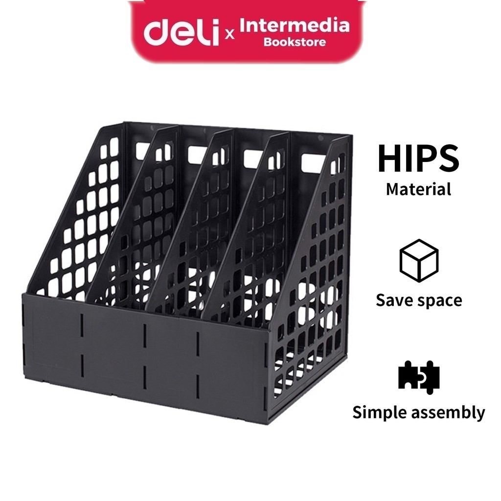 Jual Deli Rak Box File 78991 Bahan Plastik 4 Kotak Warna Hitam | Shopee ...