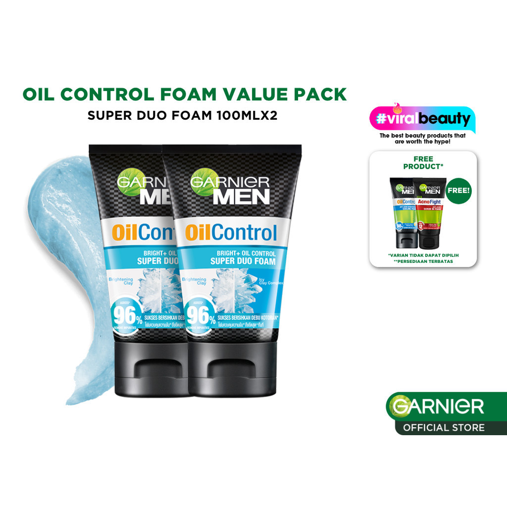 Jual (PAKET HEMAT ISI 2) Garnier Men Oil Control Bright + Oil Control ...