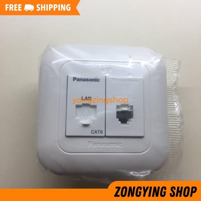 Jual STOP KONTAK OUTLET DATA / SOCKET LAN (CAT6 + TELEPON) PANASONIC ...