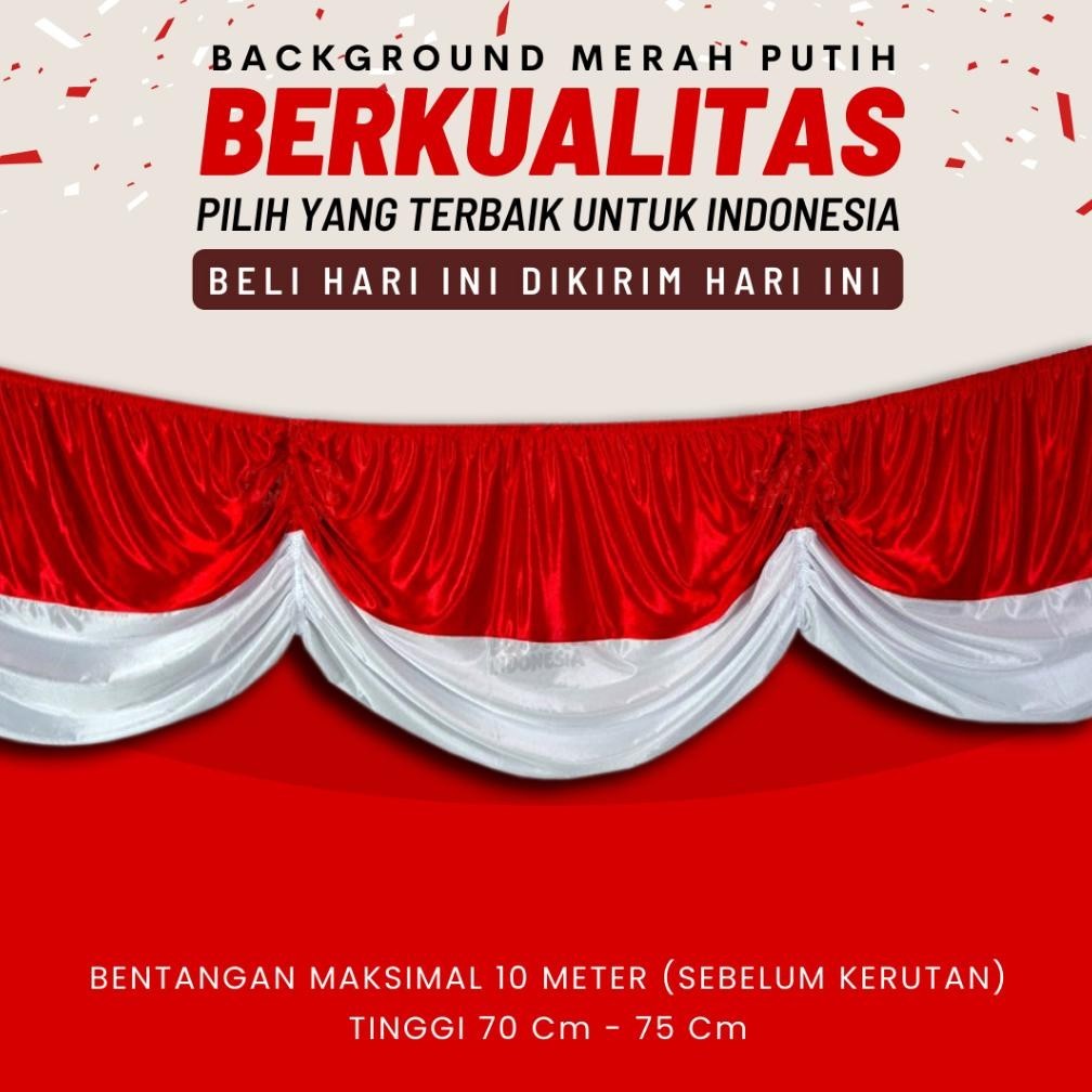 Jual Background Backdrop Gelombang Dekorasi Merah Putih Bendera 17 ...