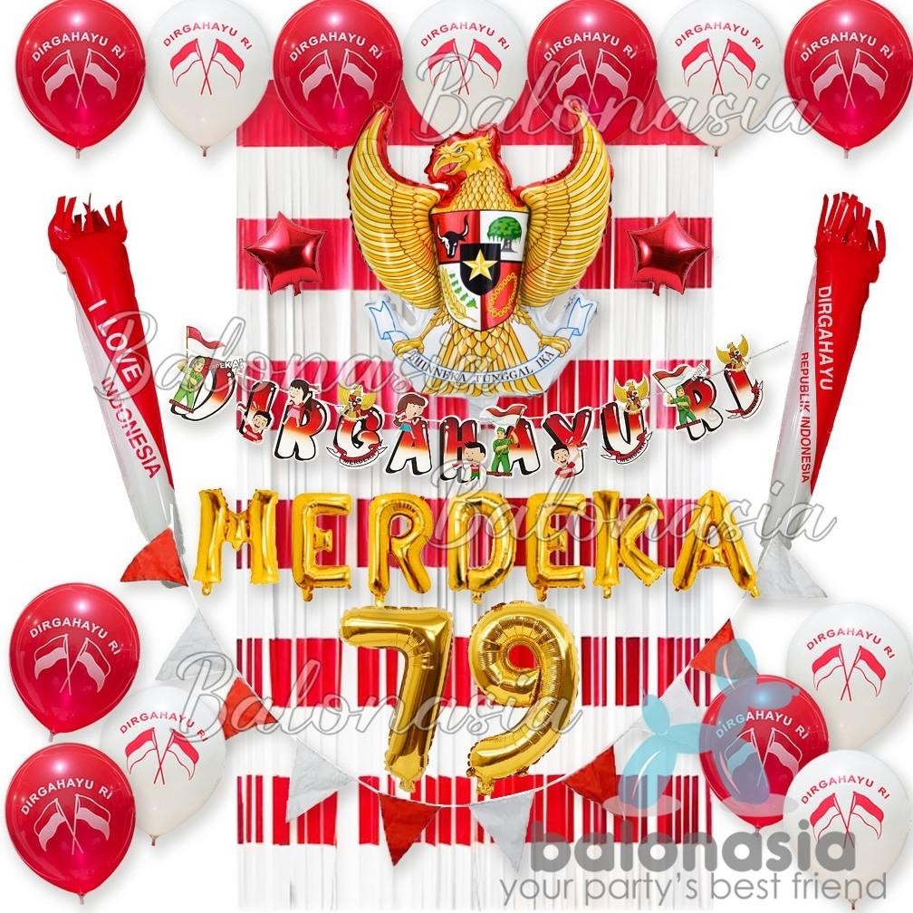 Jual rt-342 Dekorasi Dirgahayu HUT RI Garuda Tepuk Obor tirai Merah ...