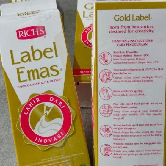 Jual Gold Label Whipping Cream Richs 907 Gr | Non Dairy Whip Rich'S ...