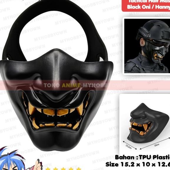 Jual Tog Anime Jepang Noh Kabuki Hannya Hitam Oni Demon Mask Half Face ...