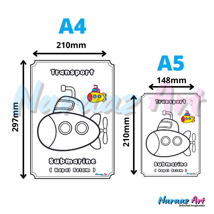 Jual Gambar Mewarnai Seri Transportasi 2D Versi 2 Untuk Anak TK SD PAUD ...