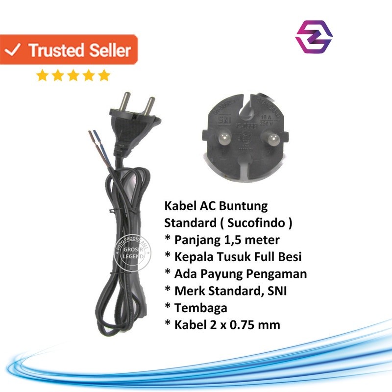Jual Kabel AC buntung SNI standard oval 1.5 meter | Shopee Indonesia
