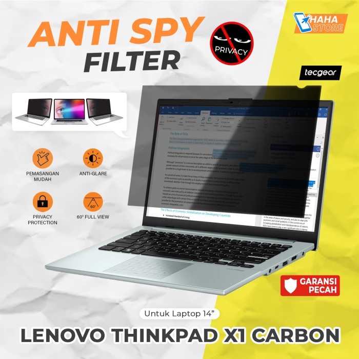 Jual Lenovo ThinkPad X1 Carbon 7 8 9 Anti Spy Filter Screen Guard ...