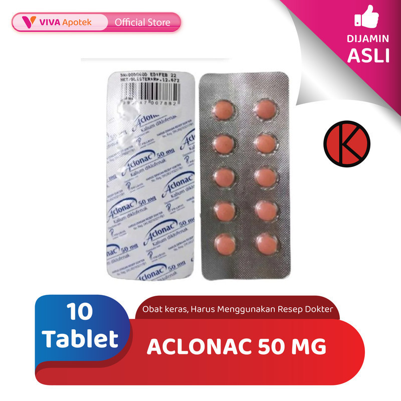Jual Aclonac 50 mg / Diclofenac Potassium / Pereda Nyeri (10 Tablet ...
