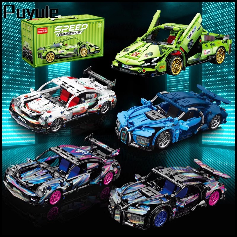 Jual Puyule Mobil Balap Mainan Balok Susun Puzzle 3D Mainan Anak Laki ...