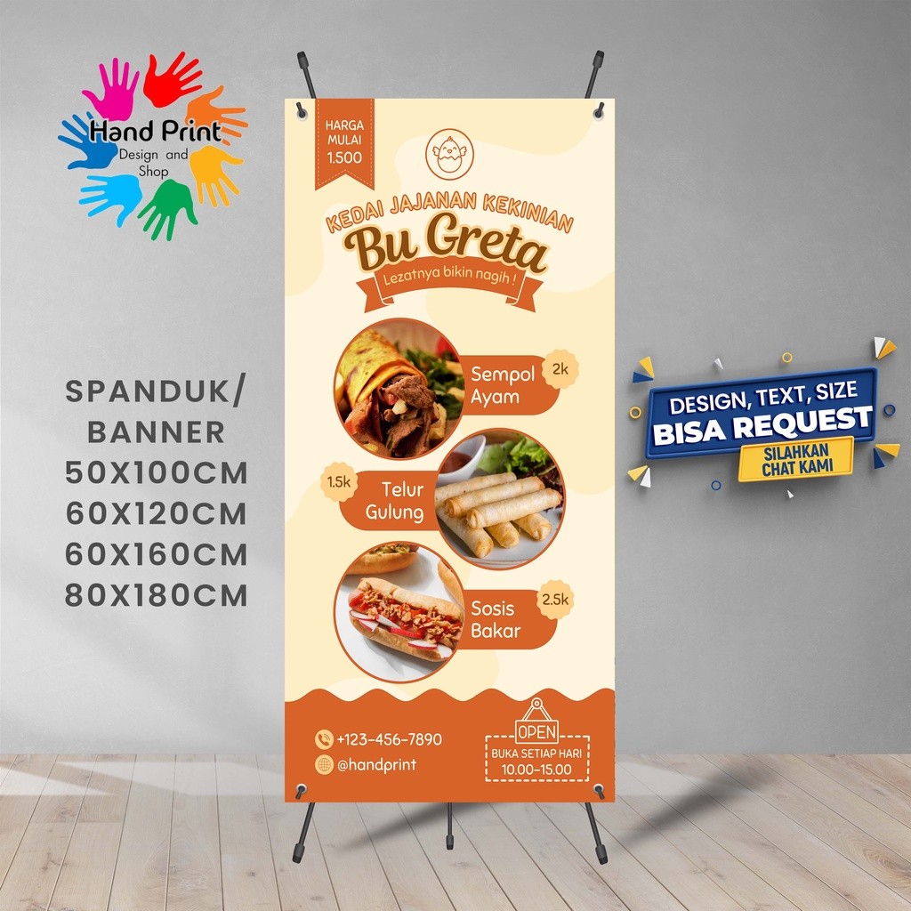 Jual SPANDUK BANNER Warung Jajanan Telur Gulung Sempol Sosis 60x160 CM ...