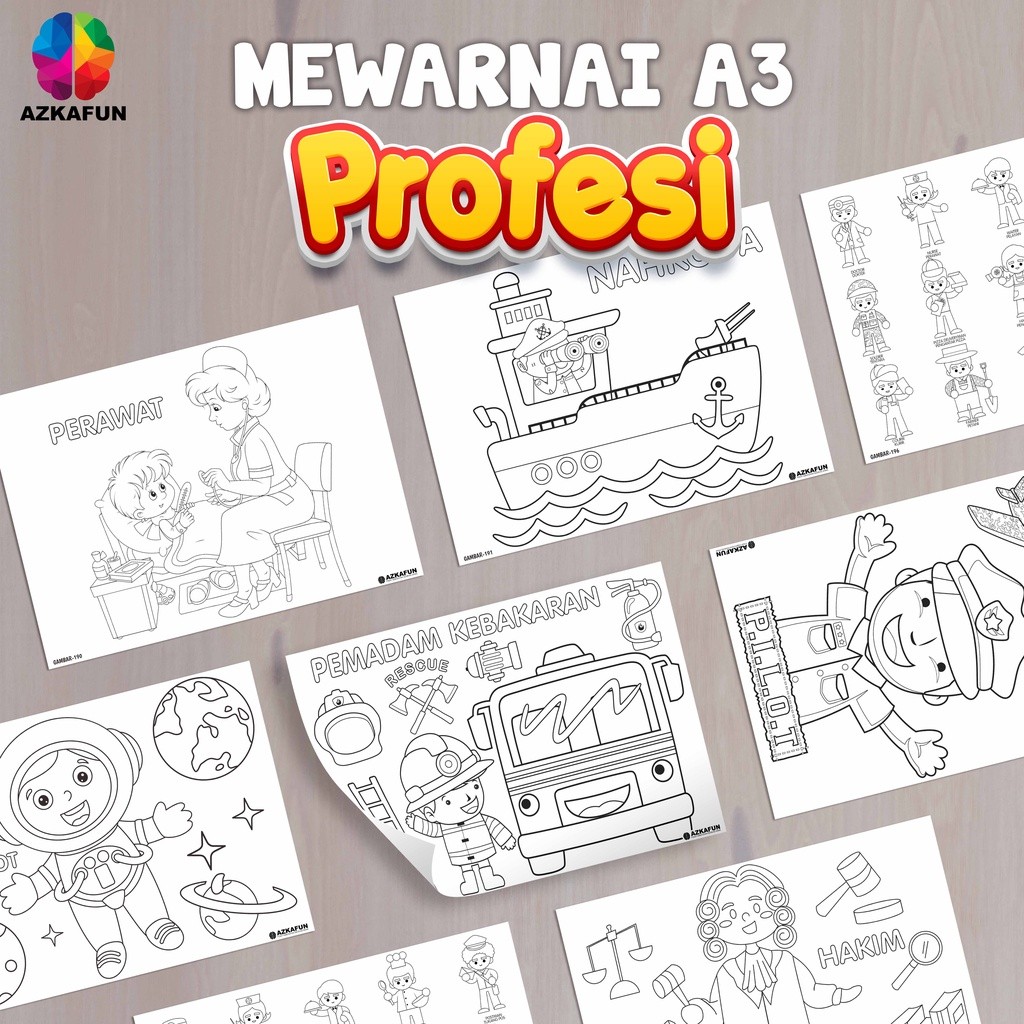 Jual Kertas Mewarnai A3 PROFESI - Mewarnai tema profesi | Shopee Indonesia