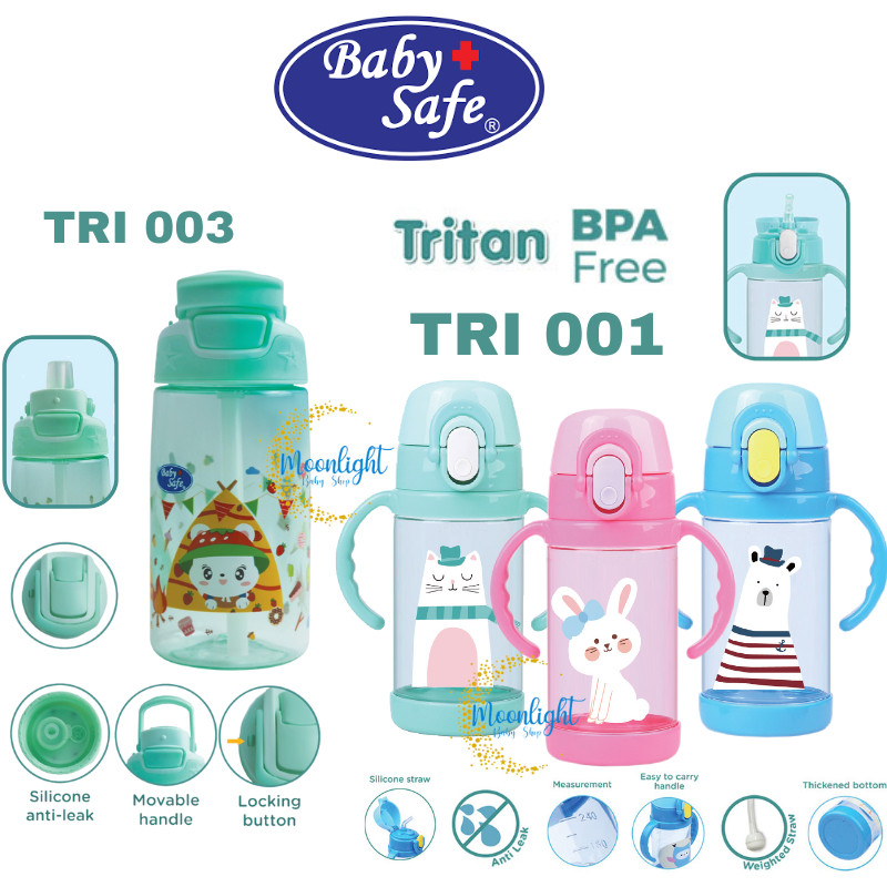 Jual BABY SAFE Botol Minum Anak TRI01 TRI003 Tritan Weighted Straw Sippy Cup Bottle 350ml ...