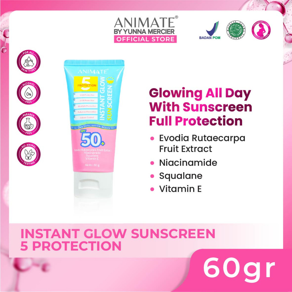 Jual Animate 5 Protection Sunscreen Instant Glow-IGS5P-60GR-01 | Shopee ...